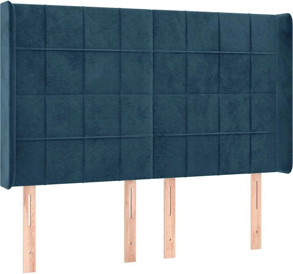 Box spring postel s matrací a LED tmavě modrá 140x200 cm samet 3139569
