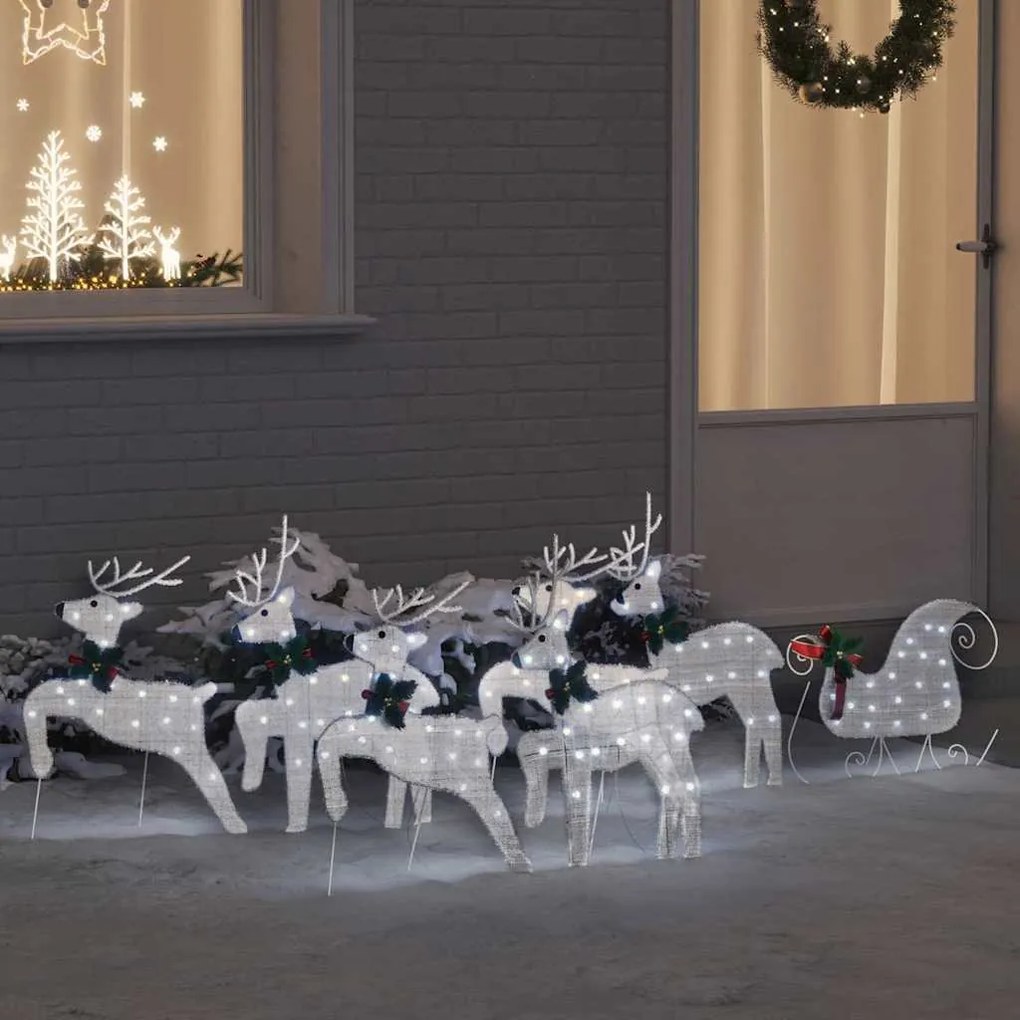 LED Sobové 7 ks Stříbrná 43 x 18 x 66 cm textil 3385891