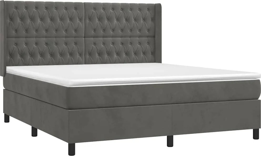 Box spring postel s matrací tmavě šedá 180x200 cm samet 3132874