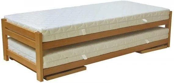 Rozkládací postel z masivu DUELO 90x200/180x200, včetně roštů a matrací, masiv buk AHORN