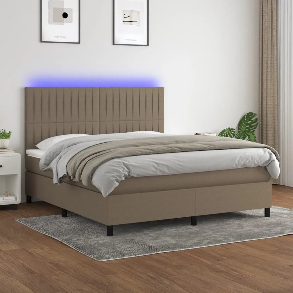 Box spring postel s matrací a LED taupe 160x200 cm textil 3135049