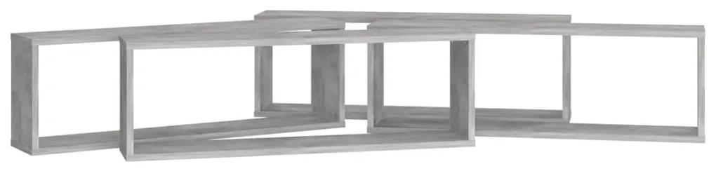 Nástěnné krychlové police 4 ks šedé 80x15x26,5 cm dřevotříska