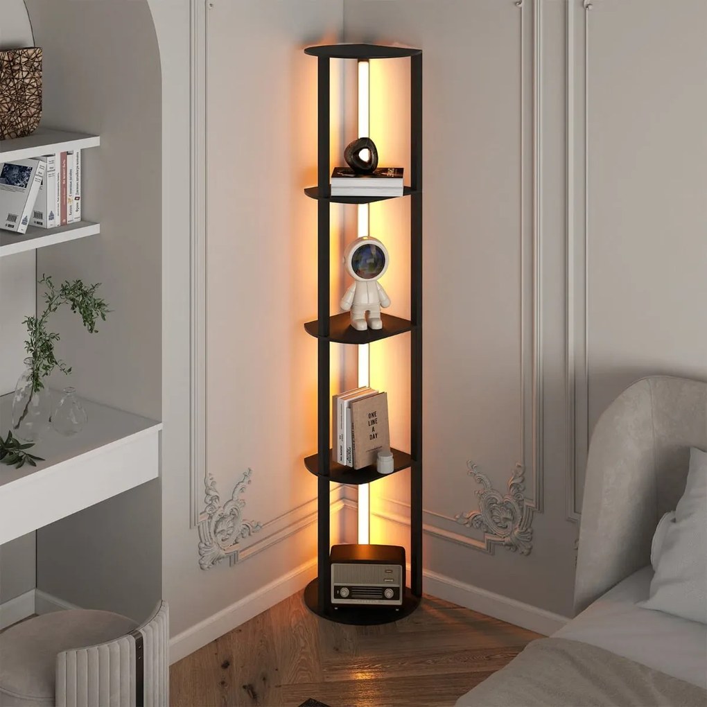 Costway Stojací lampa s policemi a 4 otočnými LED pásky a nožním spínačem