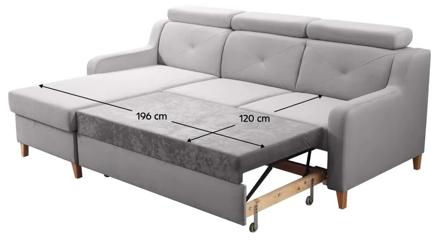 Kondela Rozkládací sedací souprava, světle šedá, levá, ARABELLA