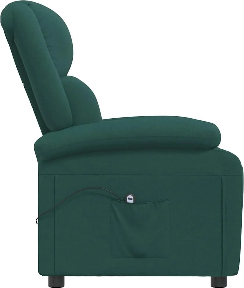 Elektrické polohovací křeslo tmavě zelené textil 3098358