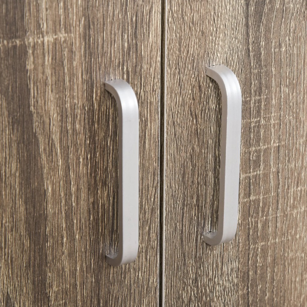 HOMCOM Víceúčelový Kuchyňský Vozík s 4 Kolíky, Skříňka se Policí pro Mikrovlnku z Dřevotřísky, 60,4x40,3x97cm, Šedá