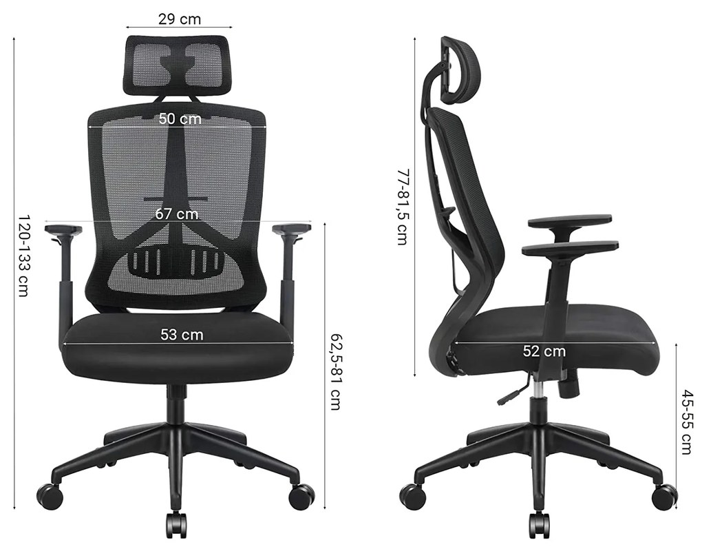 Songmics Kancelářská židle Kersten, Černá