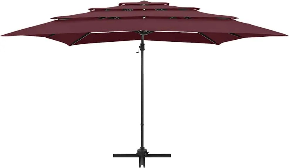 4stupňový zahradní slunečník s hliníkovou tyčí bordó 250x250 cm 313824