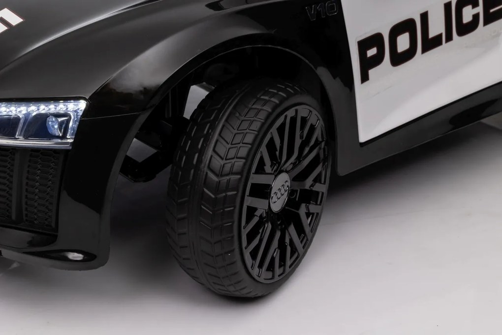 Ramiz Elektrické autíčko Audi R8 Policie na baterie + dálkové ovládání + EVA + pomalý start + MP3 LED