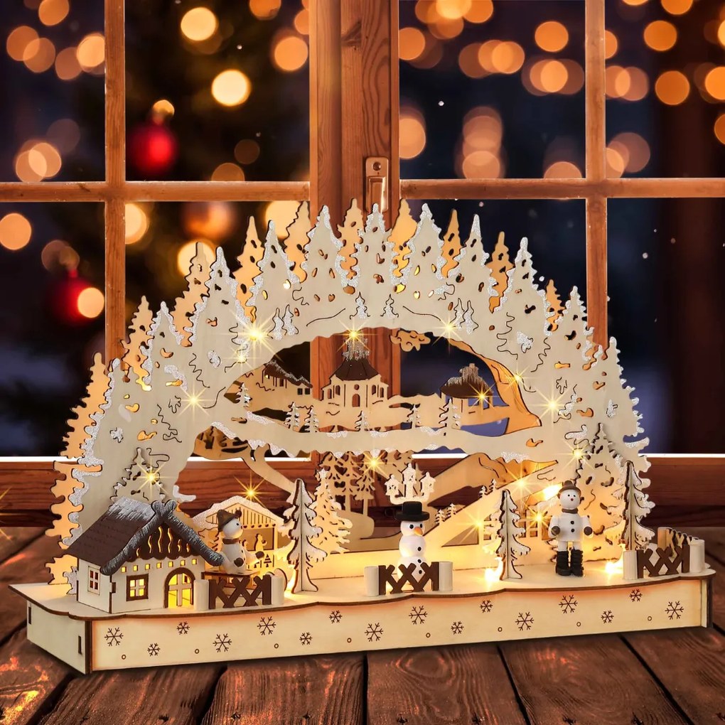 Monzana Vánoční LED oblouk CLEMENT, 45x12,5x28cm, přírodní hnědá