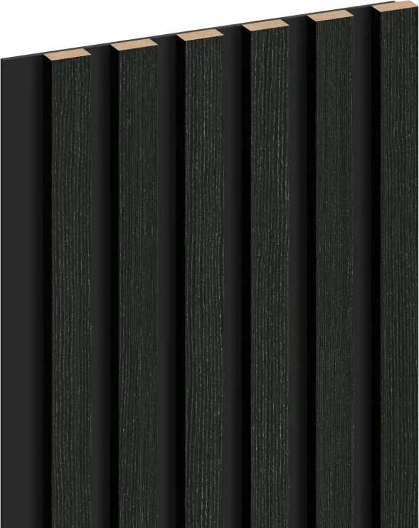 Mexen Lam-B, akustické stěnové lamely 275 × 30 cm, HDF deska 4 mm, technická dýha, dub černý stříbřitý, S100-275307-3015-025
