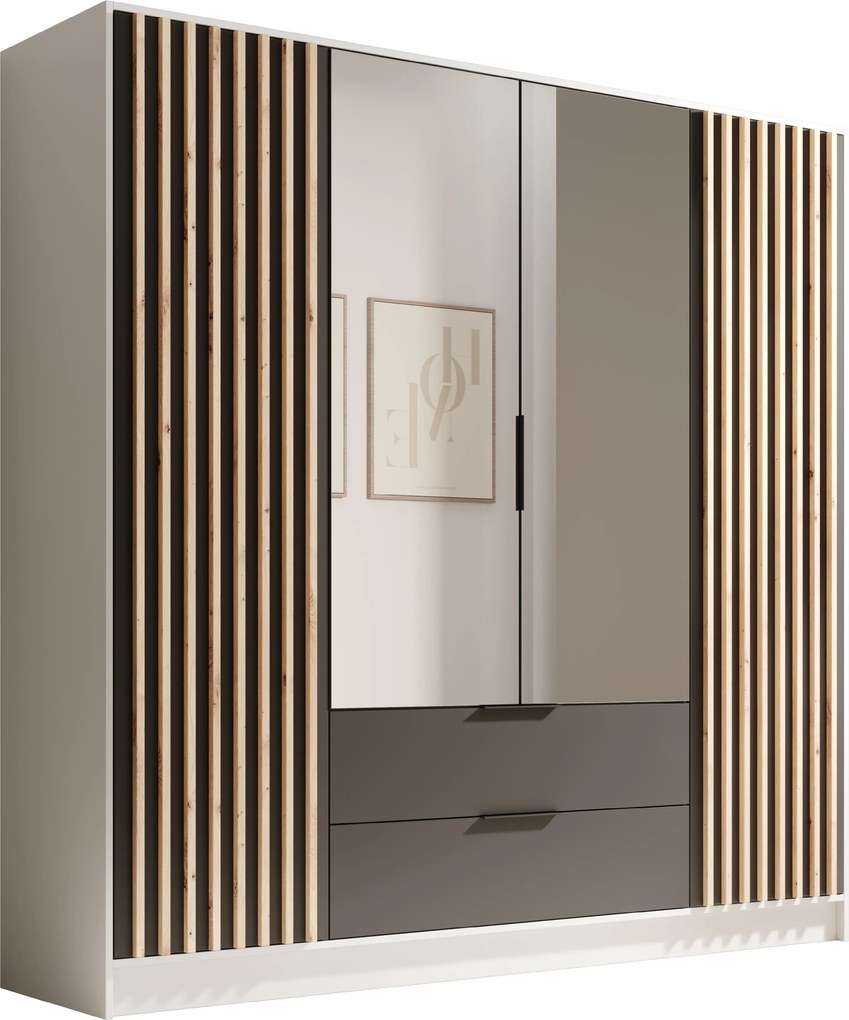 ADRK Furniture Skříň Neri 200 se zrcadly W-NER-200-WB