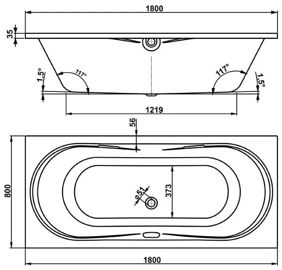 Vagnerplast Briana 180 x 80 cm VPBA180BRI2X-04 vana vč. noh Koupelny Bernold