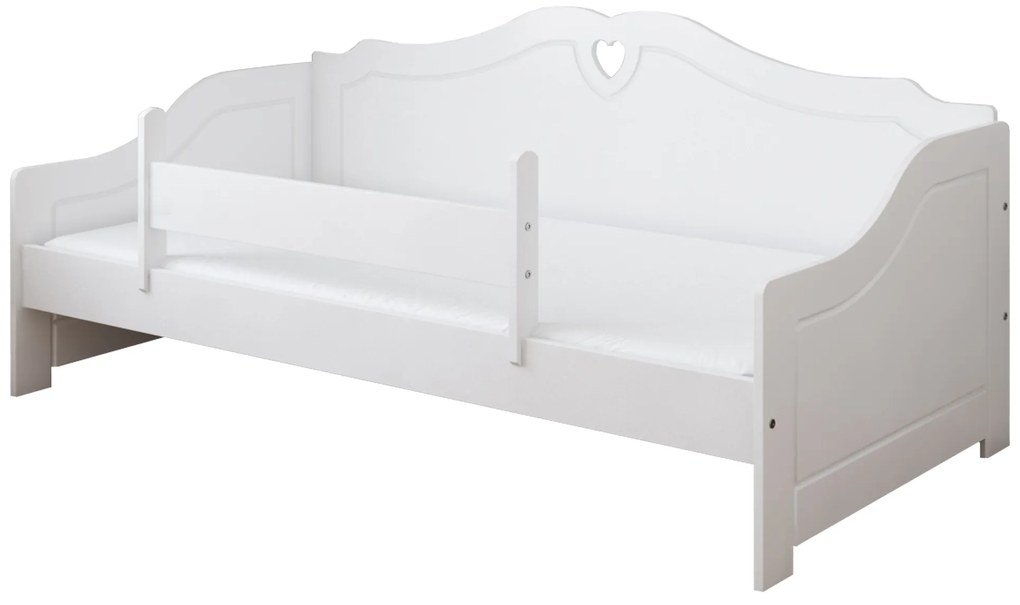 BabyBeds Dětská postel ZUZANA srdíčka Velikost postele: 180x80 cm, Barevné provedení: bílá a šedá, Úložný prostor: Ne, bez úložného prostoru Bílá