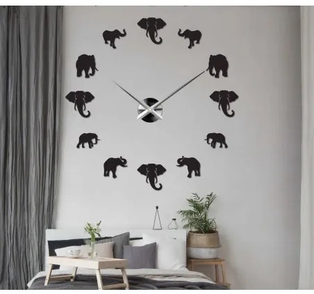 Moderní nalepovací nástěnné hodiny na zeď slon l SENTOP 12SZ070