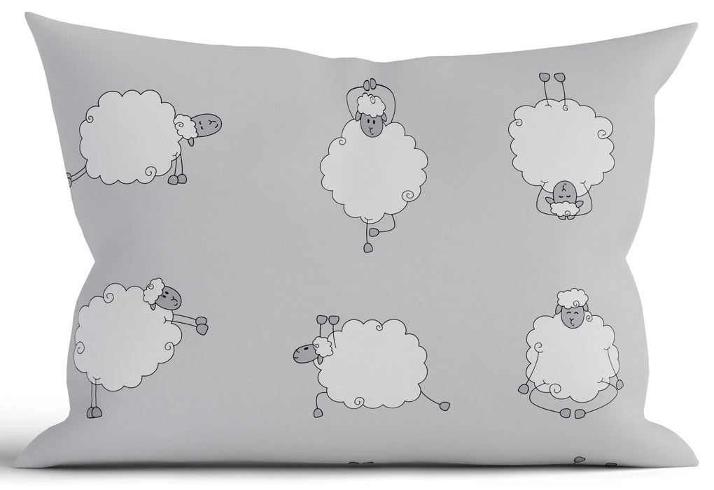 MK Lůžkoviny Bavlněný povlak na polštář Renforcé 50 x 70 cm - Ovečky Morning Yoga šedý