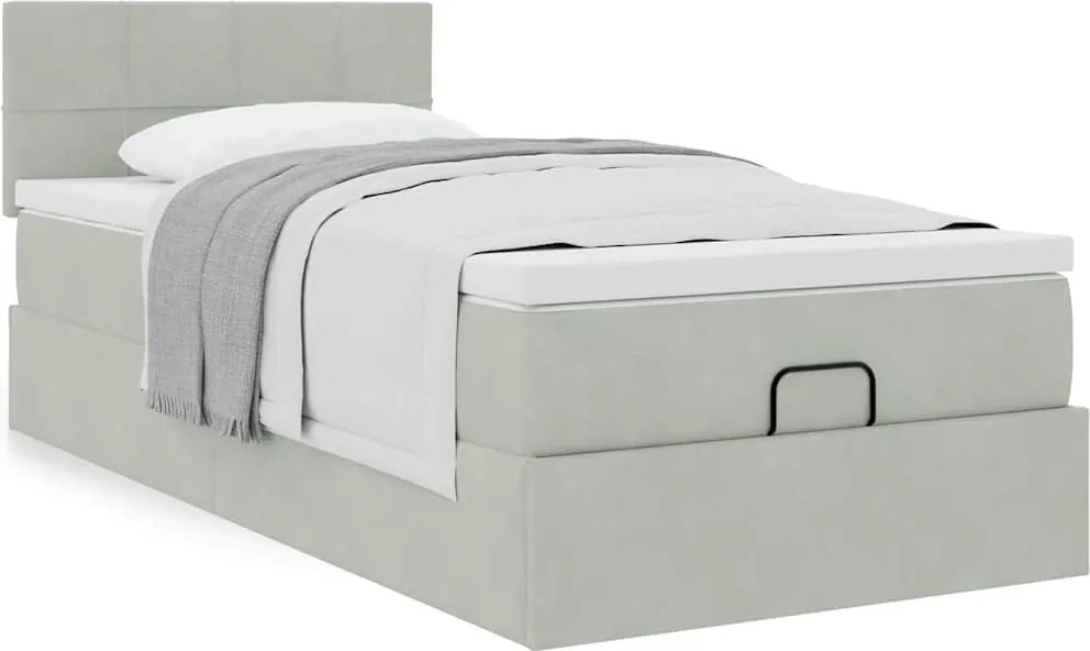 Osmanský rám postele s matrací světle šedá 80x200cm samet 3311735