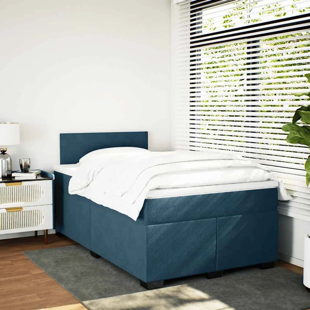 Box spring postel s matrací modrá 120 x 200 cm samet 3288580
