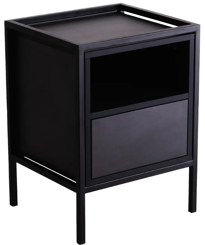 OnaDnes -20% Nordic Design Černý noční stolek Skipo se zásuvkou 60 x 45 cm