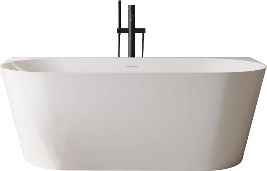 Erga Norah Slim, volně stojící vana ke stěně 160x70 cm + odtoková zátka, bílá lesklá, ERG-NORAH-SLIM-160070-WH-WH