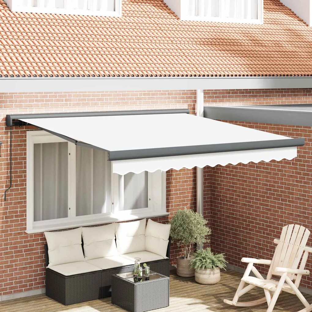 Stahovací markýza Bílá 350 x 250 cm Plátno a hliník 3330371