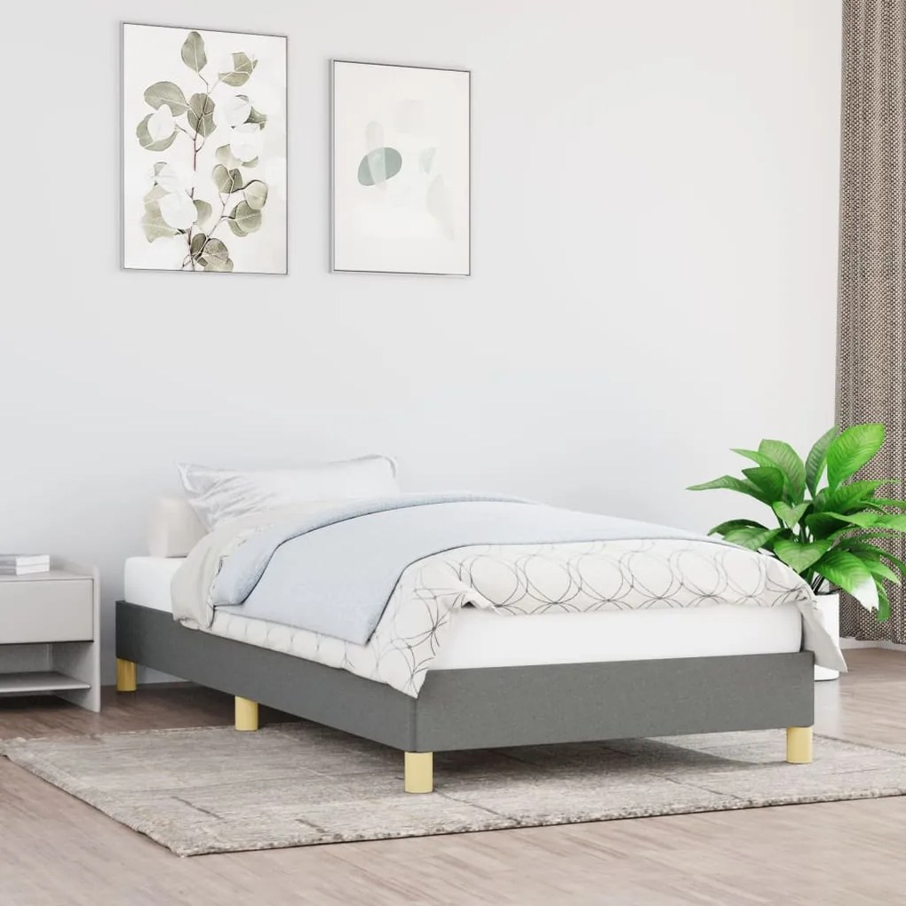 Rám postele bez matrace tmavě šedý 90 x 200 cm textil