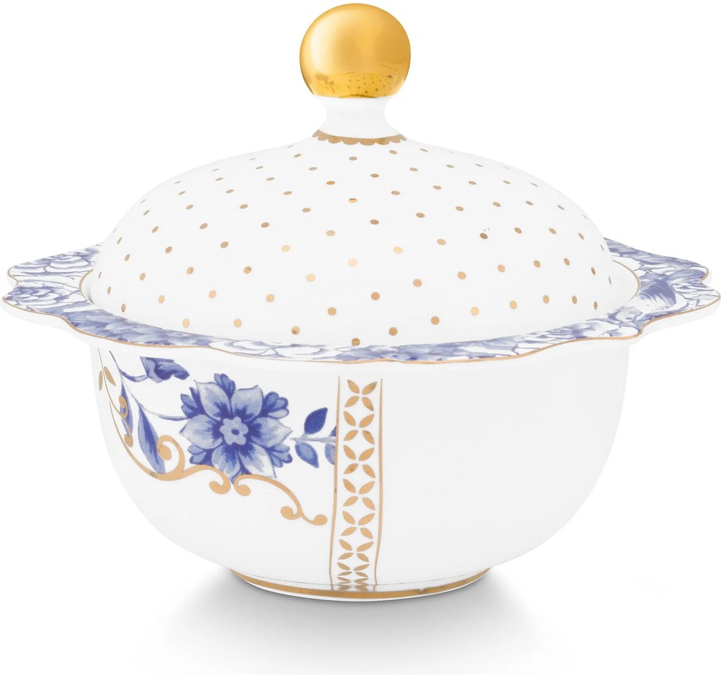 Pip Studio Royal White cukřenka 235ml, bílo-modrá (porcelánová cukřenka)