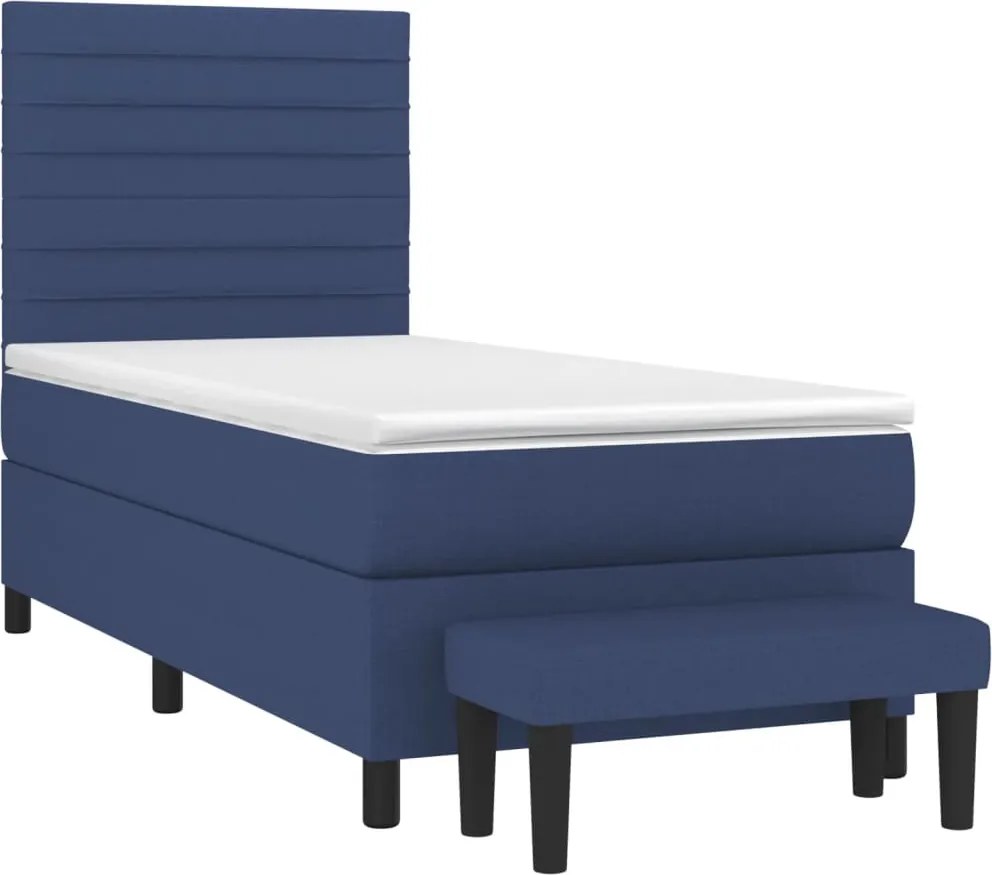 Box spring postel s matrací modrá 90x200 cm textil 3136651
