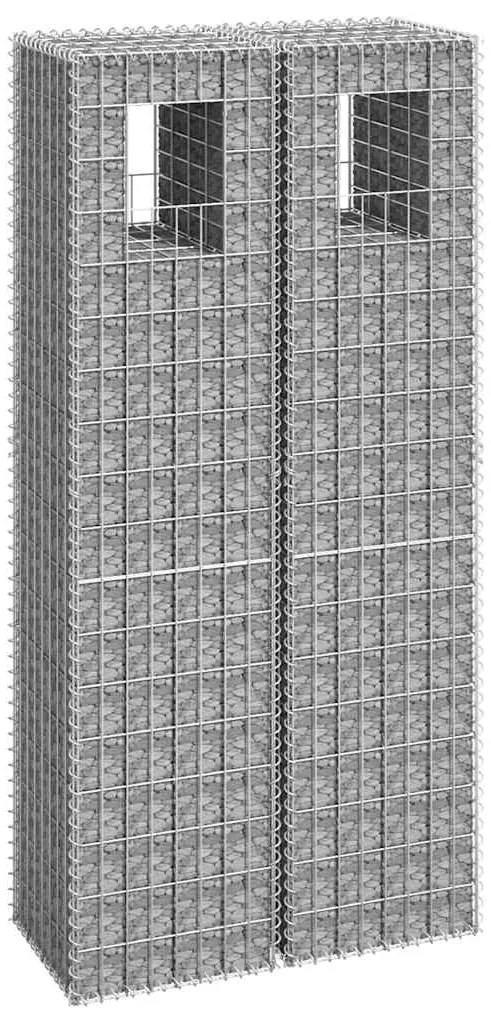 Gabionové sloupky 2 ks 40 x 40 x 180 cm železo 151265