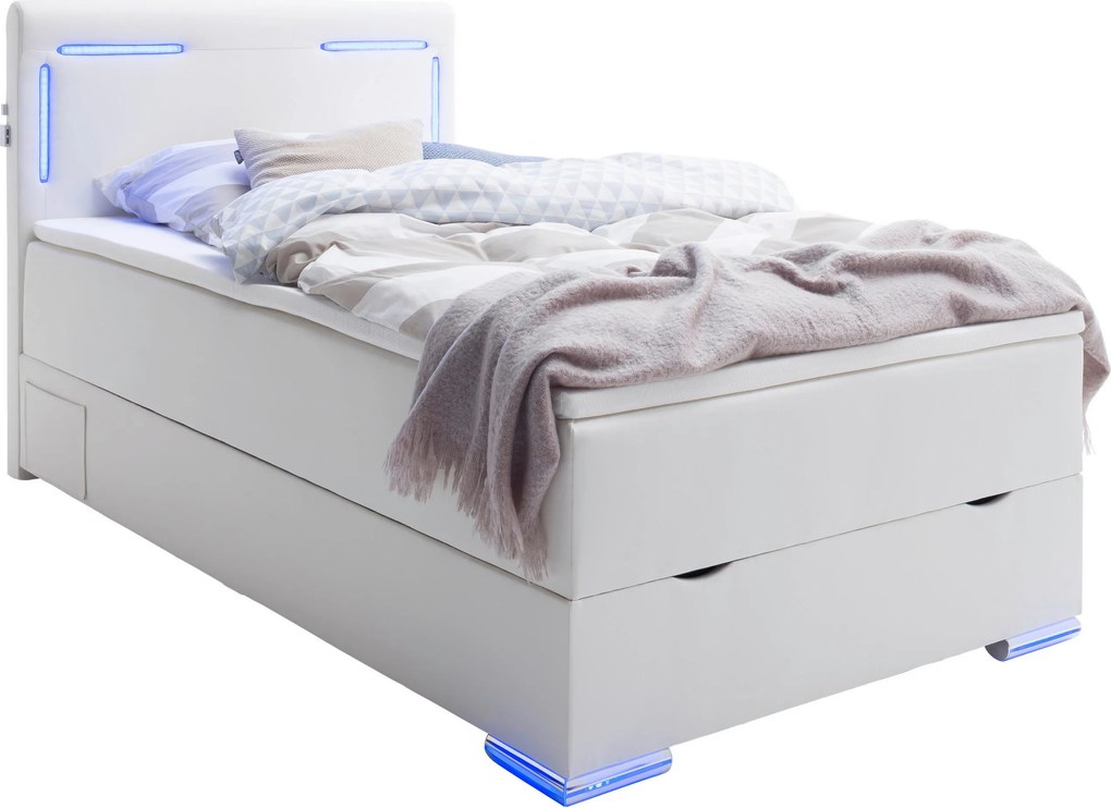 XXXLutz POSTEL BOXSPRING, 140/200 cm, bílá Xora - Jednolůžkové postele - 000101022503