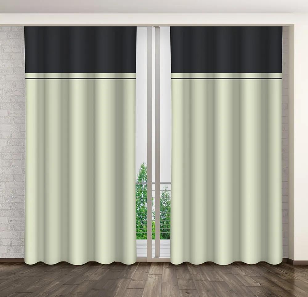 Hotové dvoubarevné závěsy do ložnice v béžové barvě Délka: 250 cm