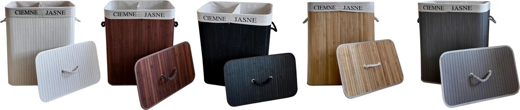 TRENDIE Bambusový koš na prádlo 100l černý + DÁREK
