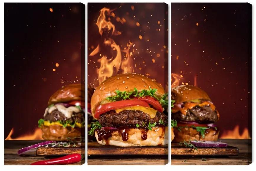 Vícedílný obraz Chutné Hamburgery Nedostatek Nedostatek Přírodní plátno 180x120