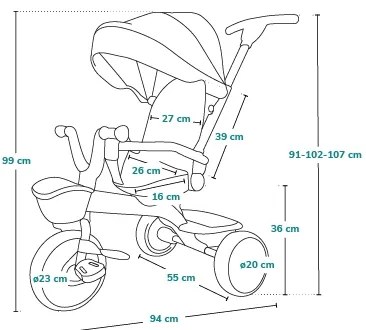 Lionelo - Dětská tříkolka HAARI šedá/černá