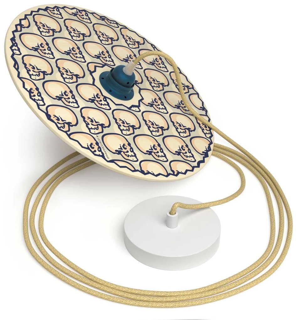 creative cables Závěsná lampa s textilním kabelem, dřevěným stínidlem pemberly pond a kovovými detaily Barva: Fernando Cobelo