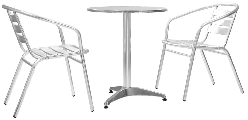 44804 vidaXL 3dílný bistro set hliníkový stříbrný