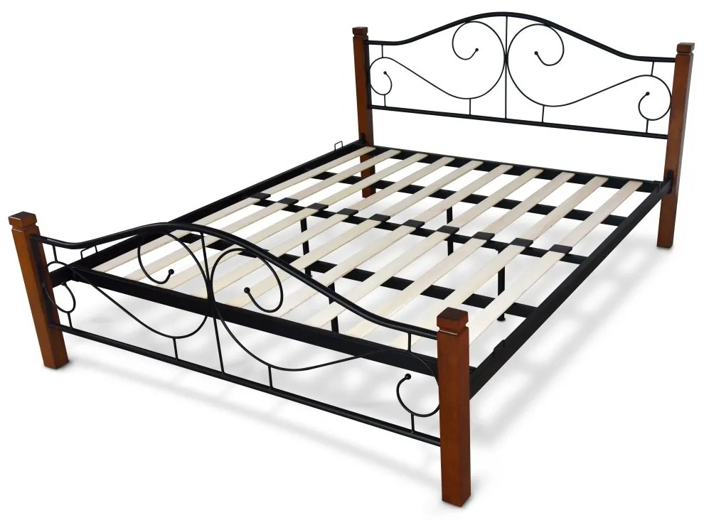 Kovová postel Violetta 160x200 dvoulůžko bílá/černá