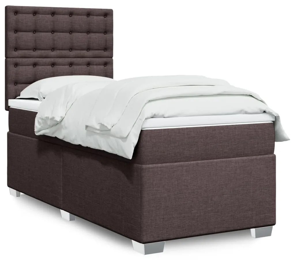 Box spring postel s matrací tmavě hnědá 100 x 200 cm textil 3292716