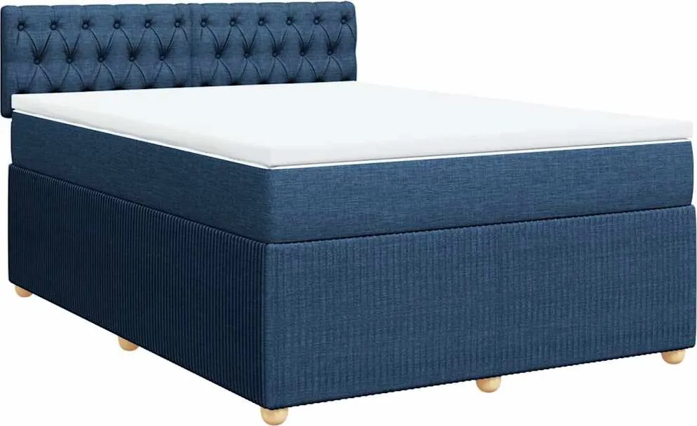 Box spring postel s matrací modrá 140x190 cm textil 3289764