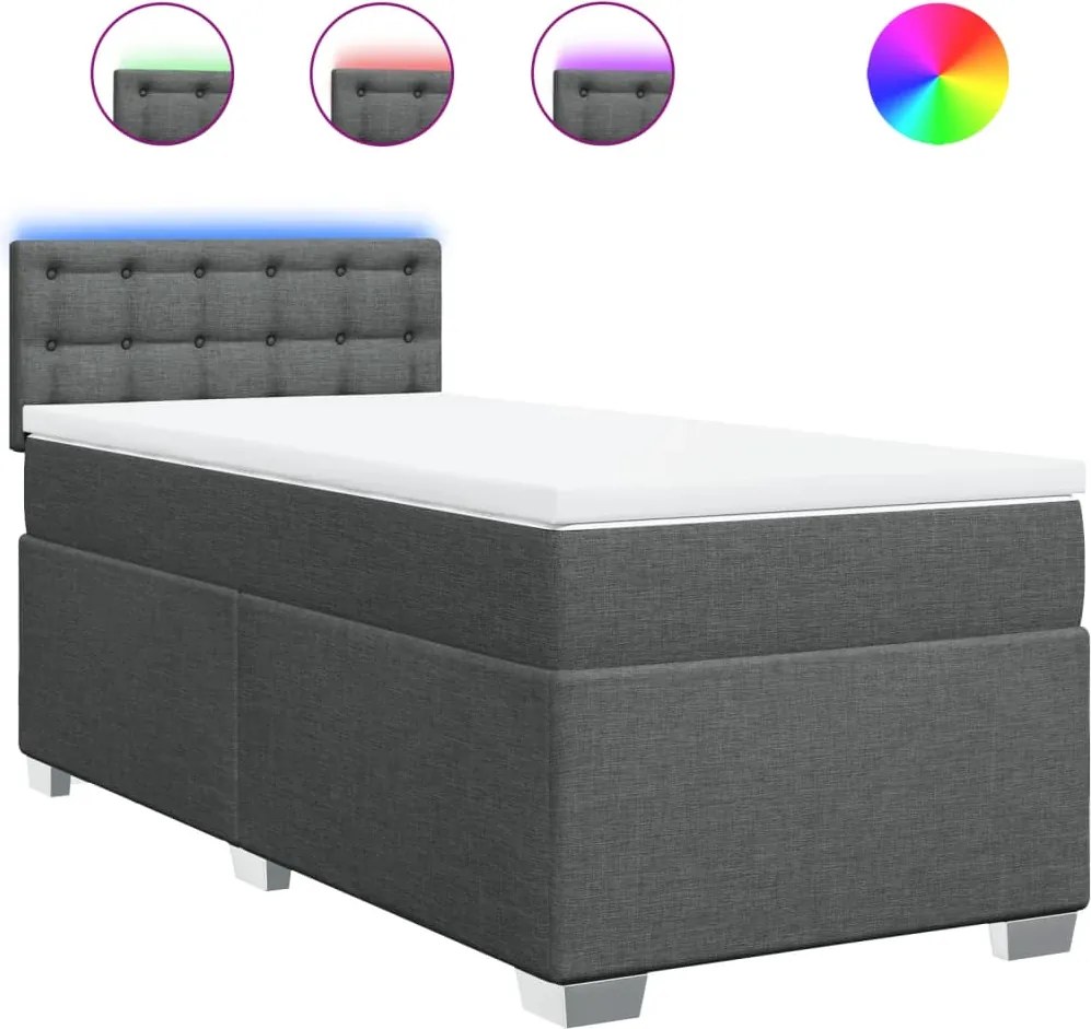 Box spring postel s matrací tmavě šedá 90x200 cm textil 3288086