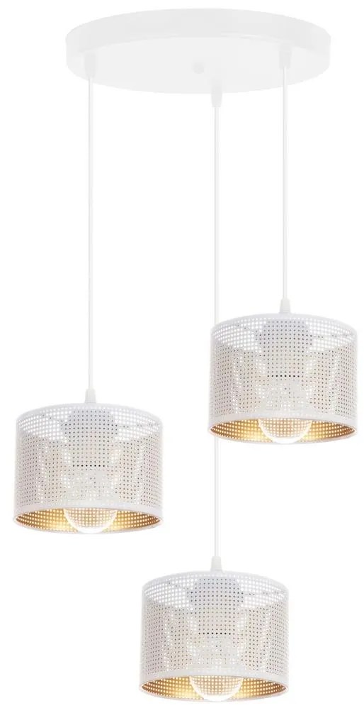 HEXE Lustr na lanku ALDO 3xE27/60W/230V pr. 40 cm bílá HX0012