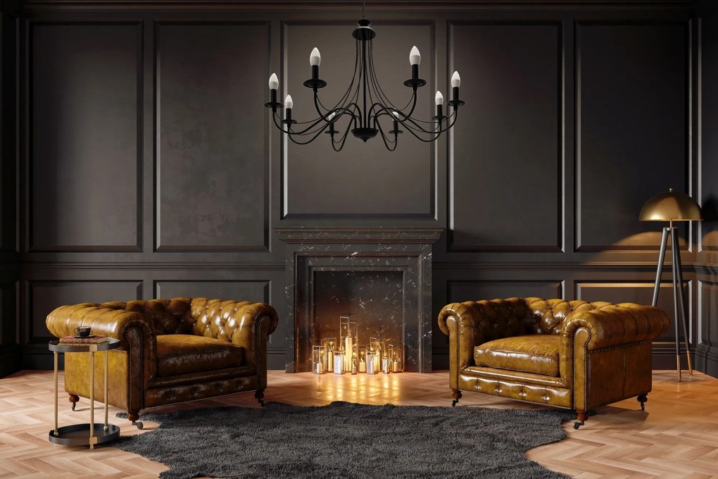 Toolight - Závěsné svítidlo 8xE14 60W APP210-3CPR, černá, OSW-08147