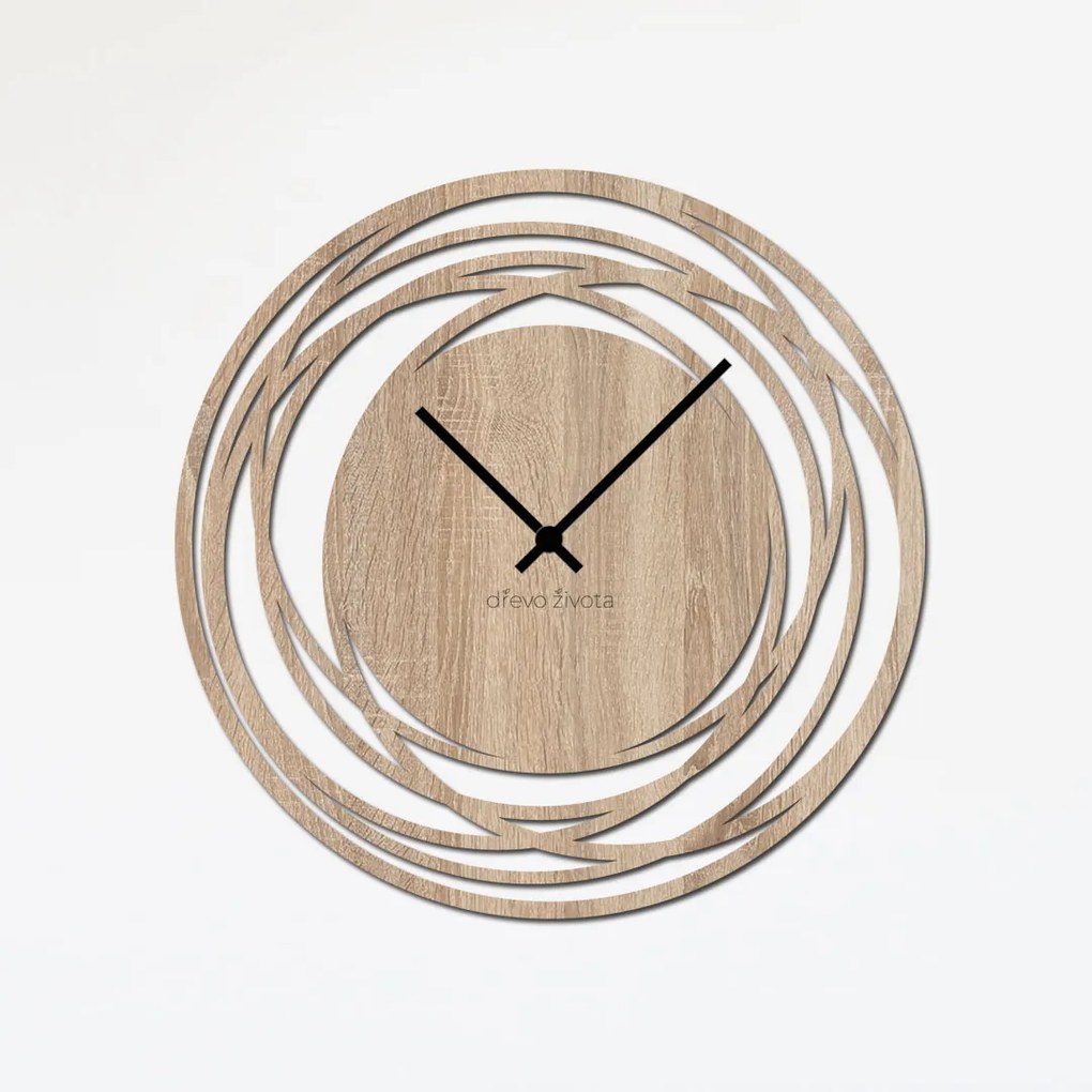 dřevo života Nástěnné hodiny NET Zvolte barvu dekoru: Antracitová, Zvolte velikost hodin (cm): 40x40, Barva ručiček: Stříbrné