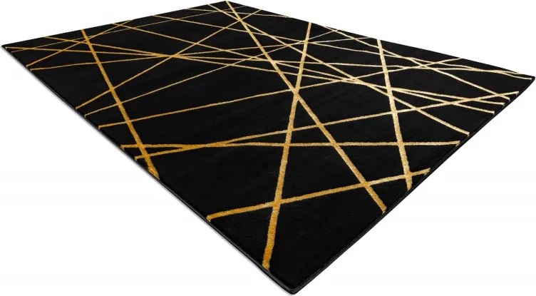 Kusový koberec Gloss 406C 86 geometric black/gold, 80x150, čierna, chodba / predsieň, Dywany Łuszczów