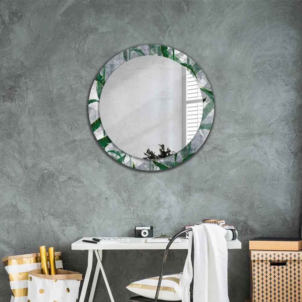 Kulaté dekorativní zrcadlo Tropické listy fi 80 cm