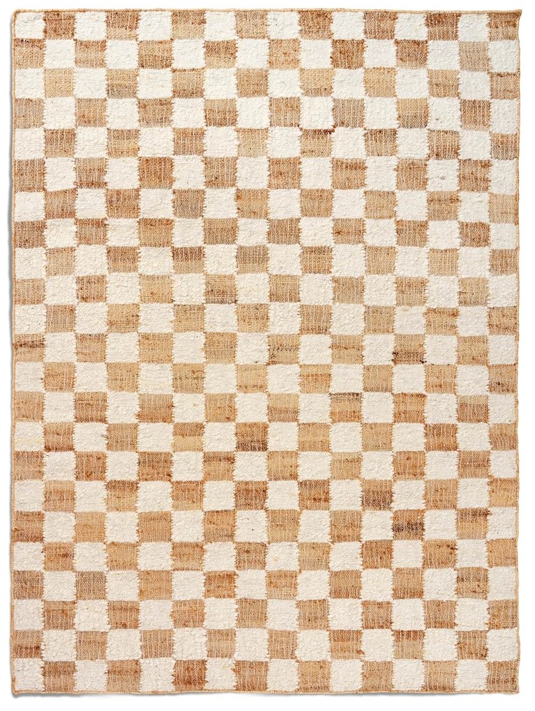 Ferm Living Koberec Check Wool Jute 140 x 200 cm, přírodní barva, textil