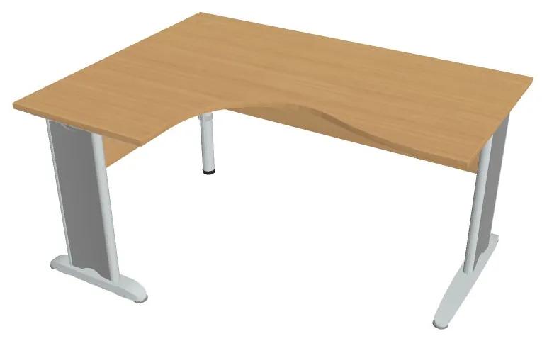 Stůl ergo vlna pravý 160×120/80 cm - Hobis Cross CE 2005 P Dekor stolové desky: buk, Dekor lamino podnože: buk, Barva nohou: Stříbrná