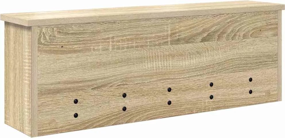 věšák, nástěnný, 4 poličky, háčky, kompozitní dřevo, 26x75x16 cm, dub sonoma, Dekorino TK20260021