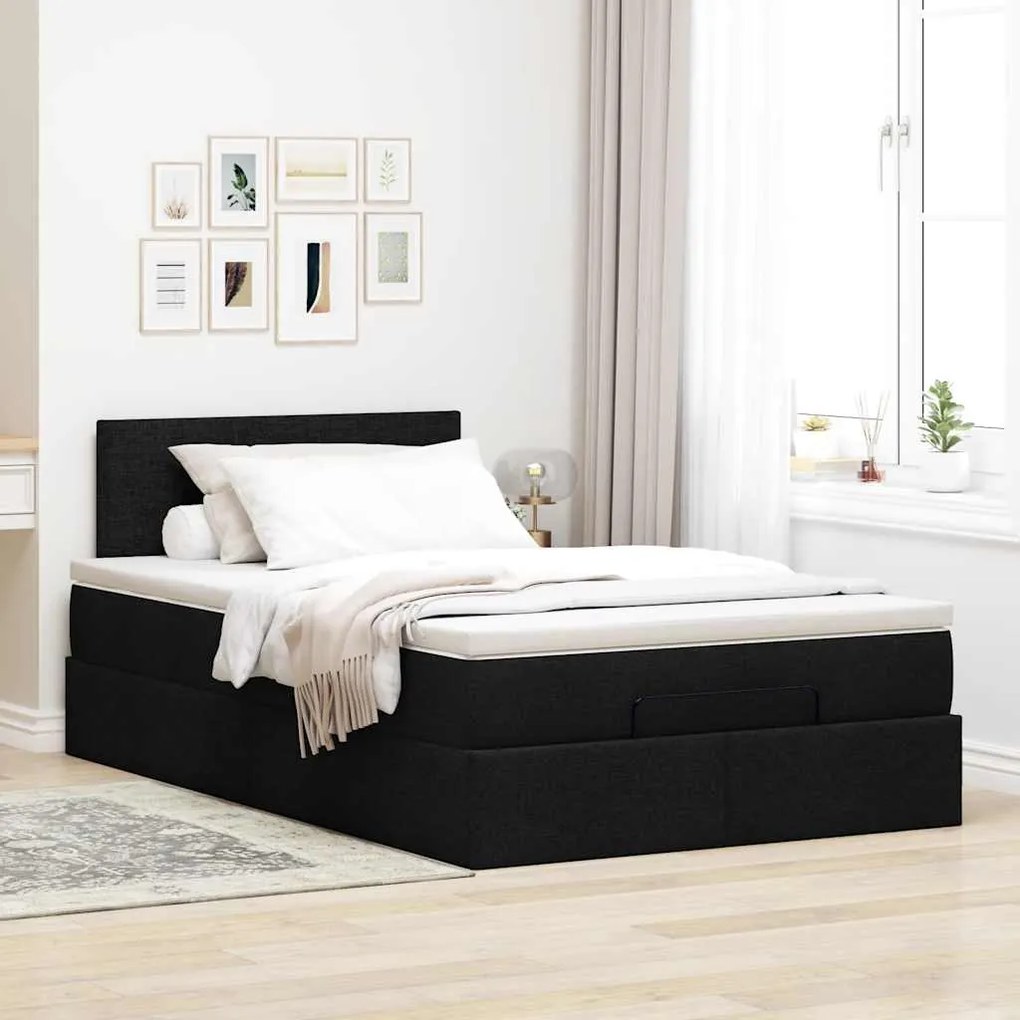 Osmanský postel s matrací černá 120x200 cm textil 3311368