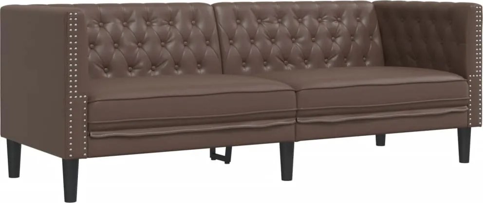 2dílná sedací souprava Chesterfield hnědá umělá kůže 3209276